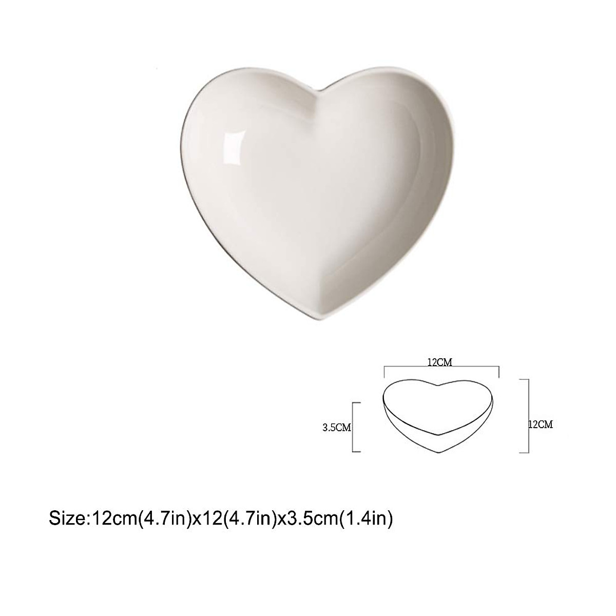 BigNoseDeer Super Cute heart shape Ceramic Sauce Dish,Mini Side Seasoning Dish,Condiment Dishes/Sushi Soy Dipping Bowl,Snack Serving Dishes,Love Porcelain Small Saucer Set(Set of 4) (4.72inch)