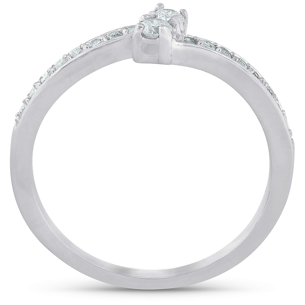 1/4 Ct Two Stone Diamond Engagement Forever Us Ring White Gold Anniversary Band - Size 9