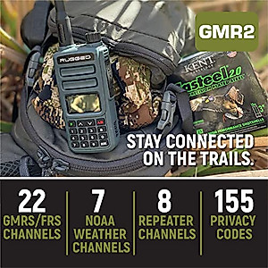 Rugged Walkie Talkie for Adults Hiking Camping Off Road with 22 GMRS Channels – Features Long Range NOAA Weather Channels and Rechargeable Battery