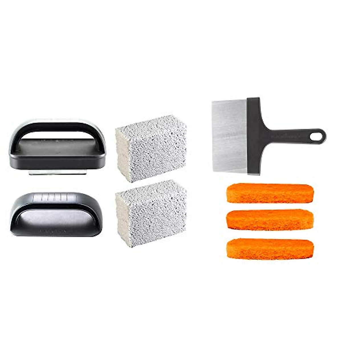 Blackstone 5060 Grill & Griddle Kit 8 Pieces Premium Flat Top Grill Accessories Cleaner Tool Set, Black & 5017 Griddle Rear Grease Cup Liner (Pack of 10) Disposable Foil Bacon Drip Catcher Tray