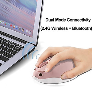 Wireless Mouse Pink Bluetooth Cute Hamster Shape Kawaii Portable Silent Lightweight Quiet Cordless Gaming Mice for PC Laptop Computer Mac iPad Pro MacBook Pro/Air Kids Women Men Gift(No Receiver)