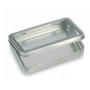 AJIN.C Blank Empty Survival Kit Tin Storage Cases - Rectangular Metal Tin Box with Clear Window Hinged Lid 5.38" x 3.5" x .9" (1 Tin)