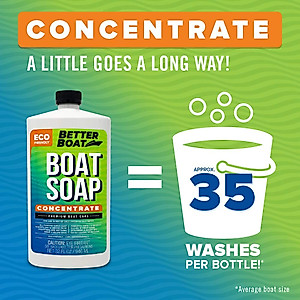 Premium Grade Boat Soap Marine Concentrate Cleaner Boat Wash Soap and Wax for Fresh and Salt Water Use Clean Fiberglass Boat Hulls Boat Cleaning Supplies RV Products 32oz Boat Cleaner