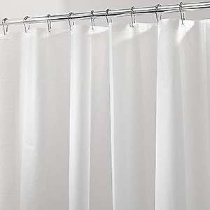 iDesign PEVA Mold and Mildew Resistant Plastic Shower Curtain Liner for Use Alone or With Fabric Curtain, Set of 2, 72” x 72”, White