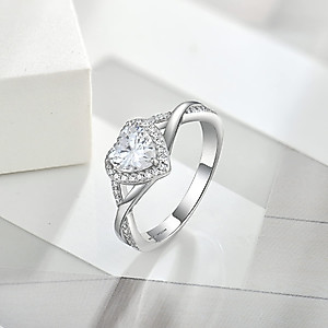 JO WISDOM Promise Rings for Women 925 Sterling Silver Infinity Heart Halo Promise Ring for Her Rings size 9
