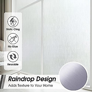 Viseeko Window Privacy Film: Frosted Glass Window Film Non-Adhesive Static Cling Window Film Sun Blocking Removable Room Decor for Bathroom Home Office (Silver, 35.4 x 77.7Inches)