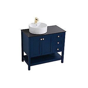 Elegant Kitchen and Bath 36 inch Vessel Sink Bathroom Vanity Cabinet - Blue