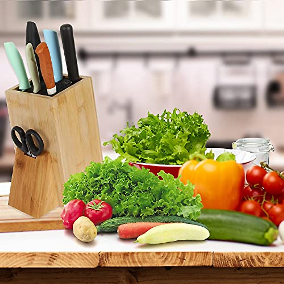 Universal Knife Block, Kitchen Knife Holder, Space Saver Knives Storage, Easy to Clean, Large Capacity, Kitchen Household Multifunctional Knife Storage and Placement Rack
