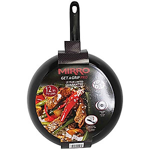 Mirro A7970784 Get A Grip Aluminum Nonstick 12-Inch Fry Pan / Saute Pan Cookware, Black