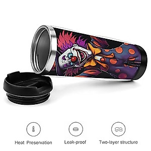 RTFGHJS 13oz Vacuum Insulated Stainless Steel Tumbler with Leakproof Lid Cute Cartoon Clown 304 Stainless Steel Travel Mug Wide Mouth Coffee Cup for Hot & Cold Drinks (380ml)