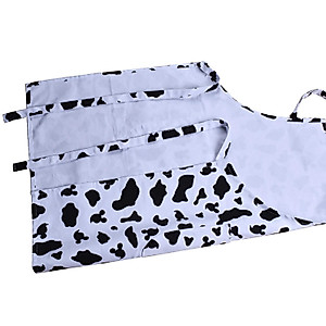 Love Potato Cute Women Girls Cooking Kitchen Apron with Pockets Black White Cow Print Bib Apron Gift, White