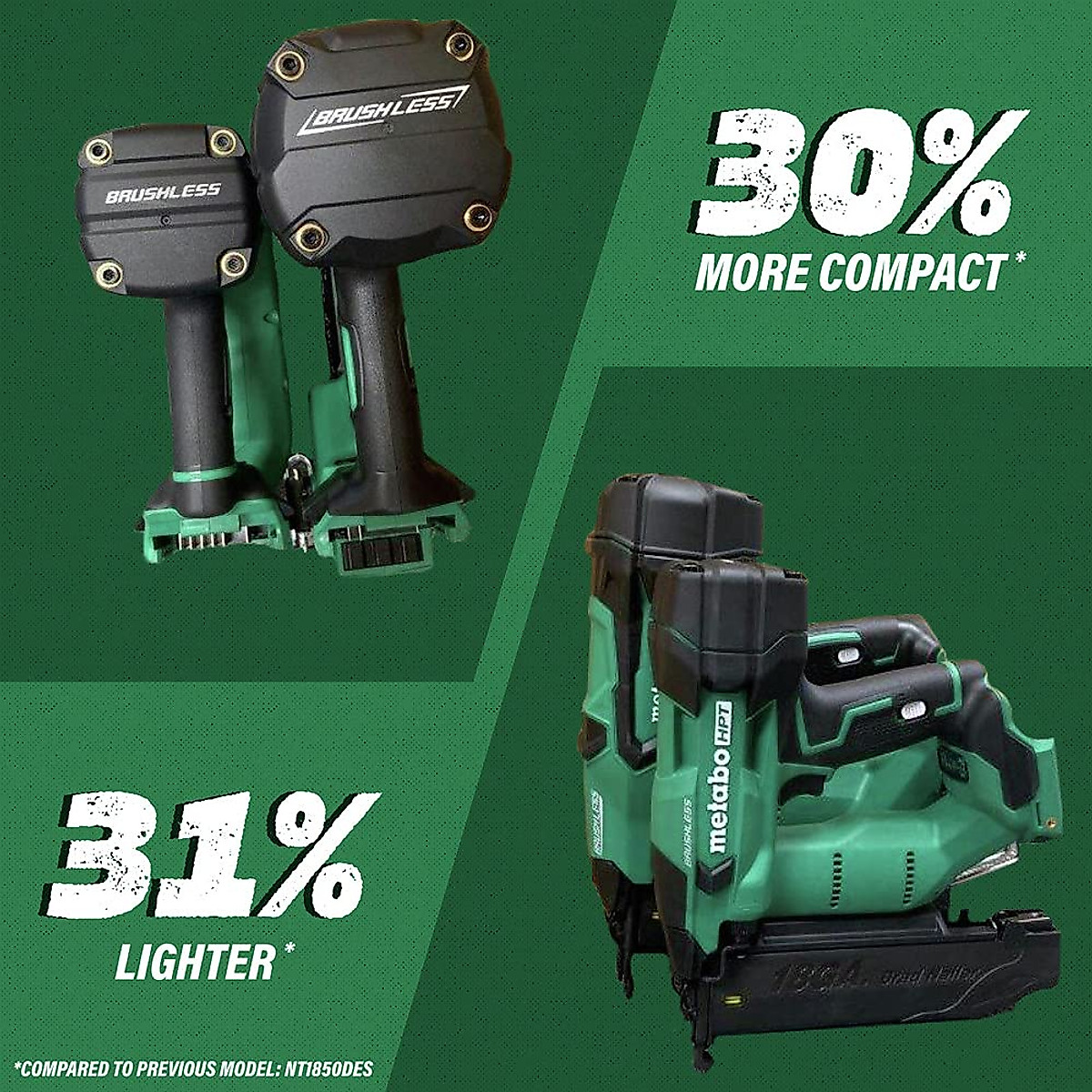 Metabo HPT 18V MultiVolt Cordless Brad Nailer | Tool Only, No Battery | Accepts 18 GA 5/8-Inch to 2-Inch Brad Nails | Brushless Motor | NT1850DFQ4