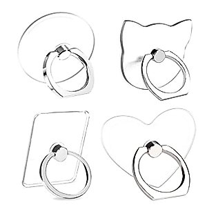 Transparent Phone Ring Stand Holder, 4 Pack Clear Cell Phone Ring Holder, Phone Grip Finger Ring Stand Compatible for Phones, Tablet and Case (B2)