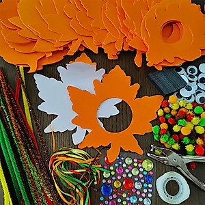 Winlyn 20 Sets Fall Crafts Kits Fall Crafts DIY Fall Leaf Shaped Picture Frames Ornaments Decorations Art Sets Foam Stickers Arts and Crafts for Kids Halloween Thanksgiving School Classroom Activities
