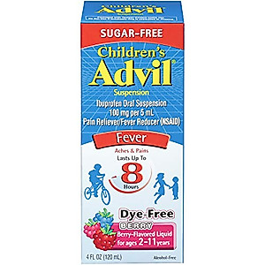 Advil Children's Suspension Sugar Free, Dye Free, Berry 4 oz (Pack of 2)