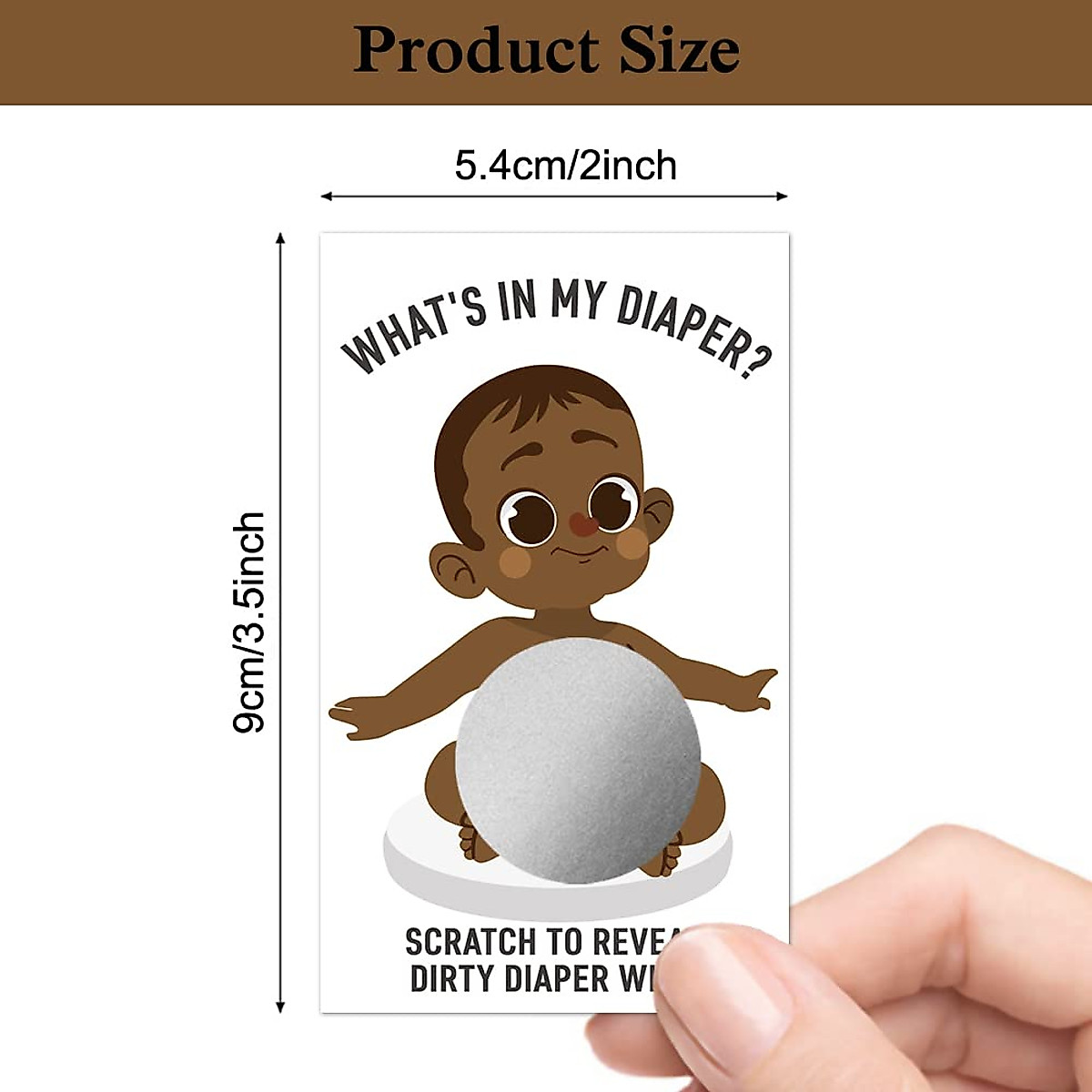 Hafhue 50 Pack What‘s in My Diaper Scratch Off Game Scratch Off Cards for Baby Shower, Baby Shower Activity and Idea, Silly Activity for Ice Breakers(African American)