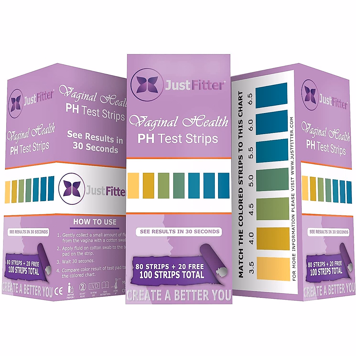 Just Fitter Vaginal pH Test. pH Balance Test Strips for Women. This Vaginal pH Test Helps Detect BV Bacterial Vaginosis or Vaginal Infection. Feminine pH Test Strip, a Must Have for Womens pH Balance