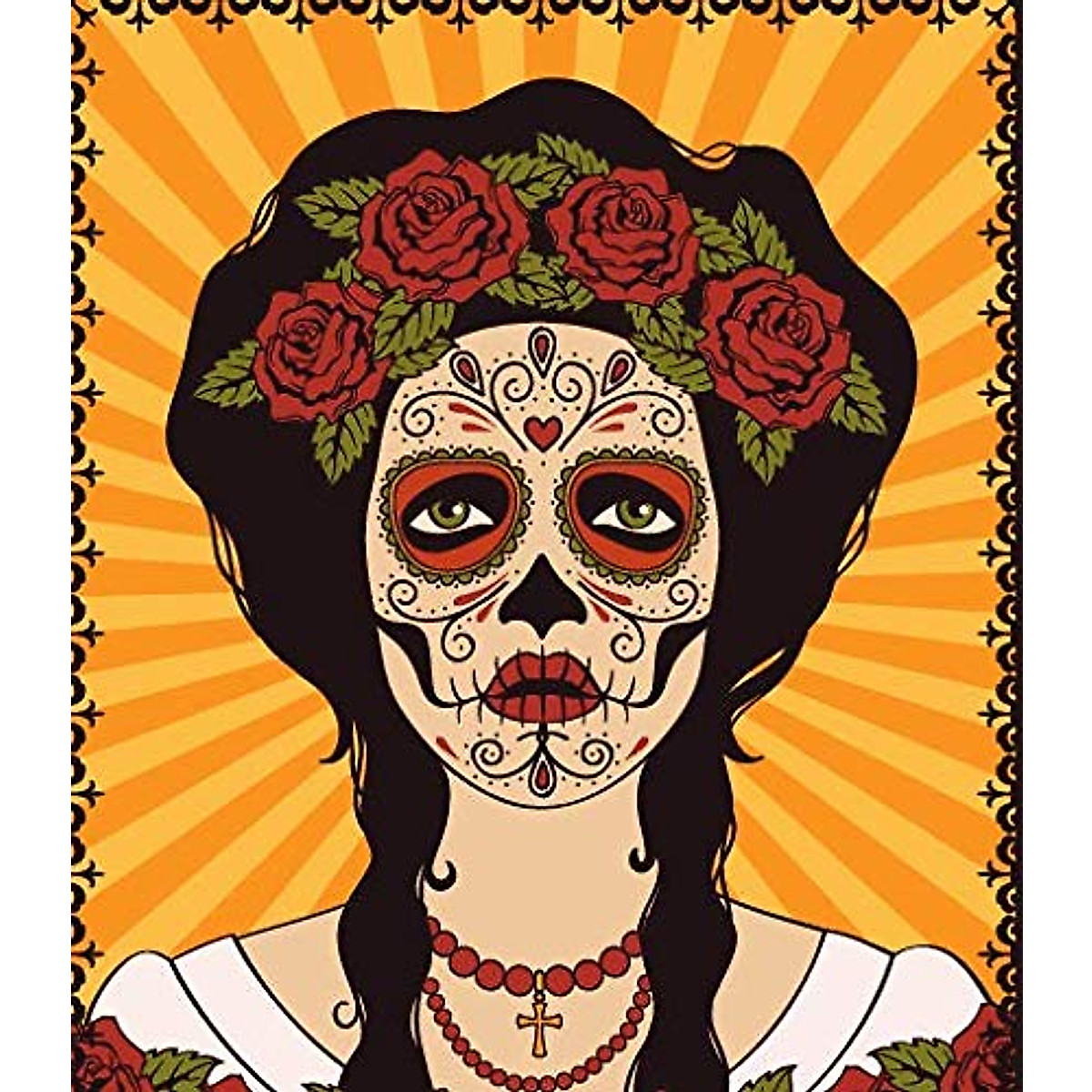 DaLin 9 Sheets Floral Day of the Dead Sugar Skull Temporary Face Tattoos for Halloween