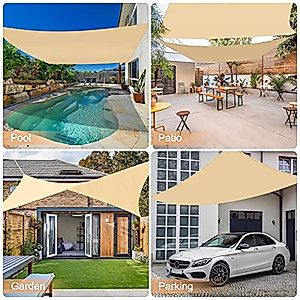 Duerer Sun Shade Sails Canopy 10' x 13' Rectangle, 95% UV Blockage, 185GSM Sail Shade Keep Cool for Patio, Garden, Pergola, Backyard, Outdoor Facility & Activities -Sand