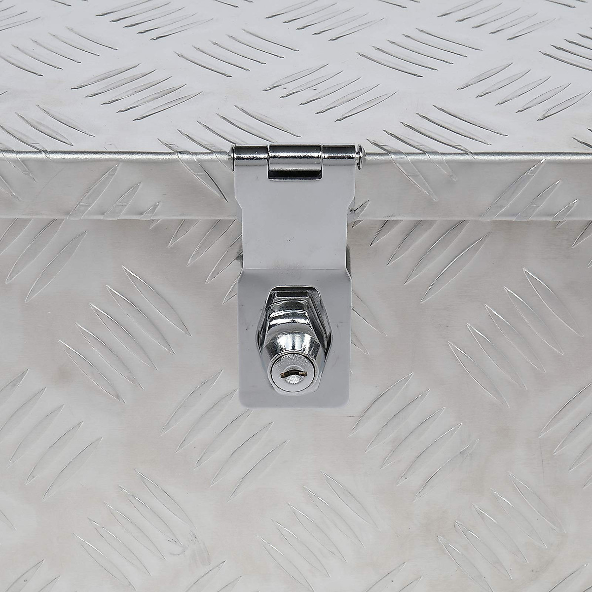 MOTORHOT 50" L x 14" W x 10" H Aluminum Truck Bed Tool Box, Diamond Plate Toolbox Square Storage Organizer with Side Handle for Pickup, RV, Trailer Toolbox, Silver