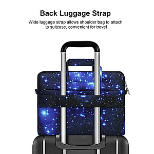 MOSISO Laptop Shoulder Bag Compatible with MacBook Air/Pro,13-13.3 inch Notebook,Compatible with MacBook Pro 14 inch 2023-2021 A2779 M2 A2442 M1,Starry Night Carrying Sleeve Case with Belt, Black