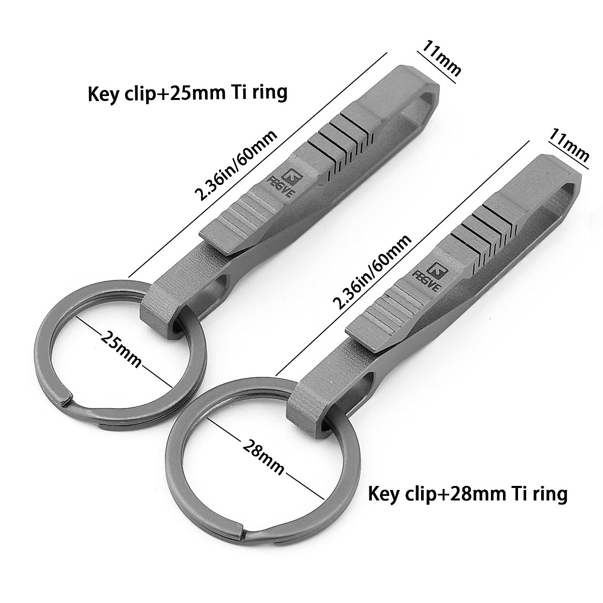 TISUR Keychain Clip, Titanium Key Holder with Detachable Keyring for pants, Key Accessory, Gifts for Men Women (25mm Ti Ring)