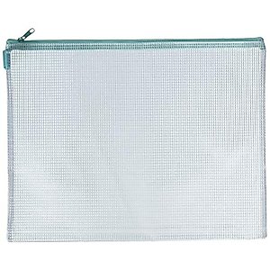 Avery Elle Zippered Vinyl Mesh Pouch-Aqua-Large