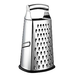 Spring Chef Box Grater, Stainless Steel with 4 Sides, Best for Parmesan Cheese, Vegetables, Ginger, Large Size
