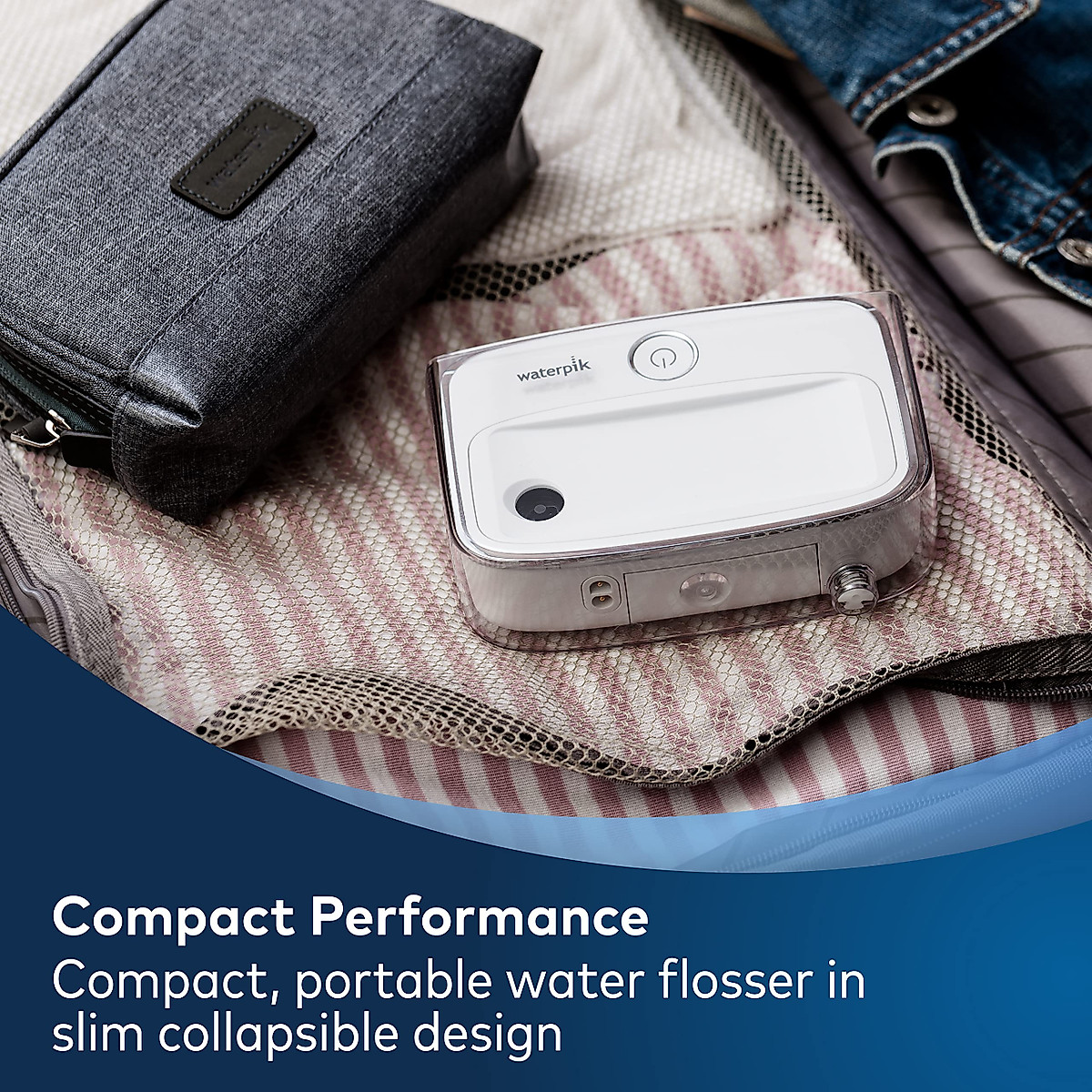 Waterpik Sidekick Portable Water Flosser, Perfect for Travel & Home, ADA Accepted, White/Chrome WF-04
