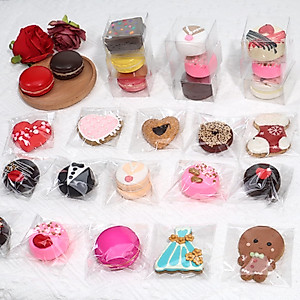 TEMLQPACK100Pcs 3 x3Inch Self Sealing Cellophane Bags Single Chocolate Covered Ore Bags Macaron Bags Brownie Bags Cookies Bags Treat Bags Candy Gift Bags for Wedding Shower Birthday Party Favors