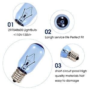 Txdiyifu T8 40W Refrigerator Light Bulb 241552802 297048600 Replacement for Whirlpool KitchenAid Electrolx Kenmore Frigidaire Light Bulb (2 Packs)