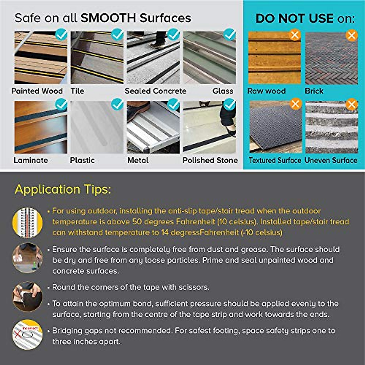 LifeGrip Anti Slip Traction Tape with Reflective Stripe, 4 Inch x 30 Foot, Best Grip Tape Grit Non Slip, Outdoor Non Skid Treads, High Traction Friction Abrasive Adhesive for Stairs Step, Black