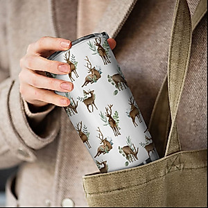Deer Forest Tumbler with Sliding Lid Animal Travel Mug Stainless Steel Coffee Mugs Double Walled Water Cups for Home Office School Outdoor Gifts Deer Forest 20oz