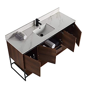 Fine Fixtures 60 Inch Bathroom Vanity with Sink - Modern Knob Free Design, Elegant Space-Saving Solution for Your Bathroom - Durable, Bathroom Vanities for a Contemporary Look - Urbania Collection