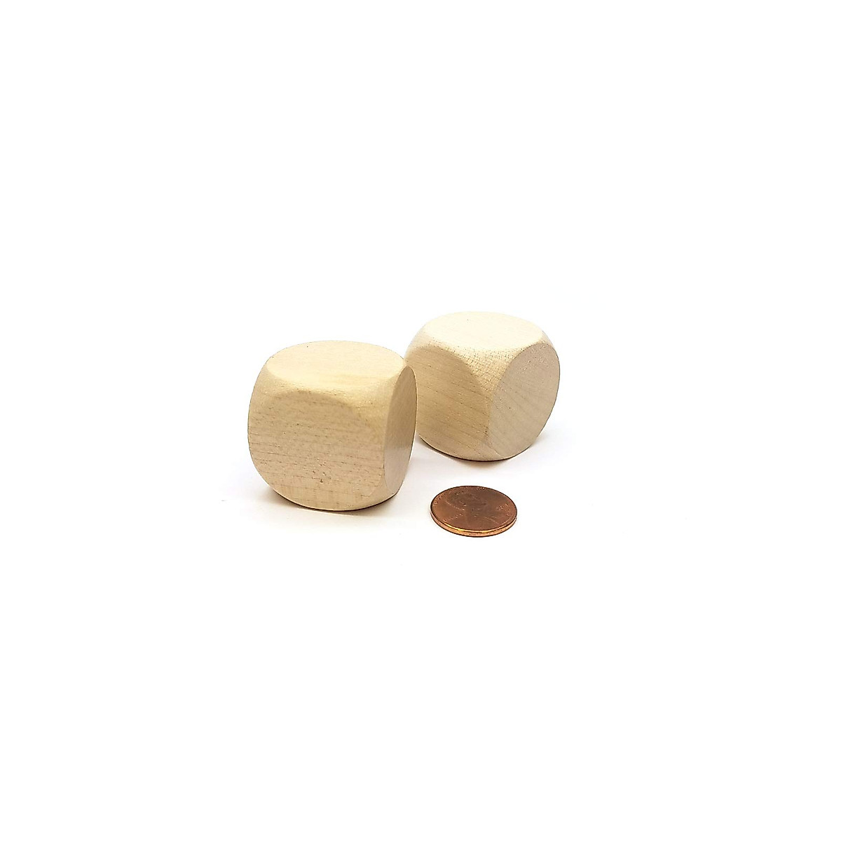 Koplow Games Pack of 2 D6 Large Jumbo 30mm Rounded Blank Wooden Dice - 'Light' Wood
