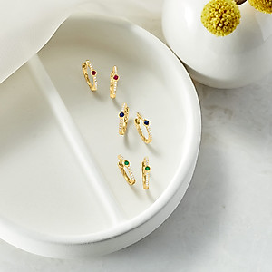 RS Pure by Ross-Simons Ruby and Diamond-Accented Huggie Hoop Earrings in 14kt Yellow Gold