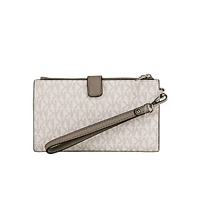 Michael Kors Jet Set Travel Double Zip PVC Signature Wristlet Wallet in Bright White, Medium