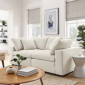 Modway Commix Modular Sofa, Loveseat sectional, Light Beige Fabric