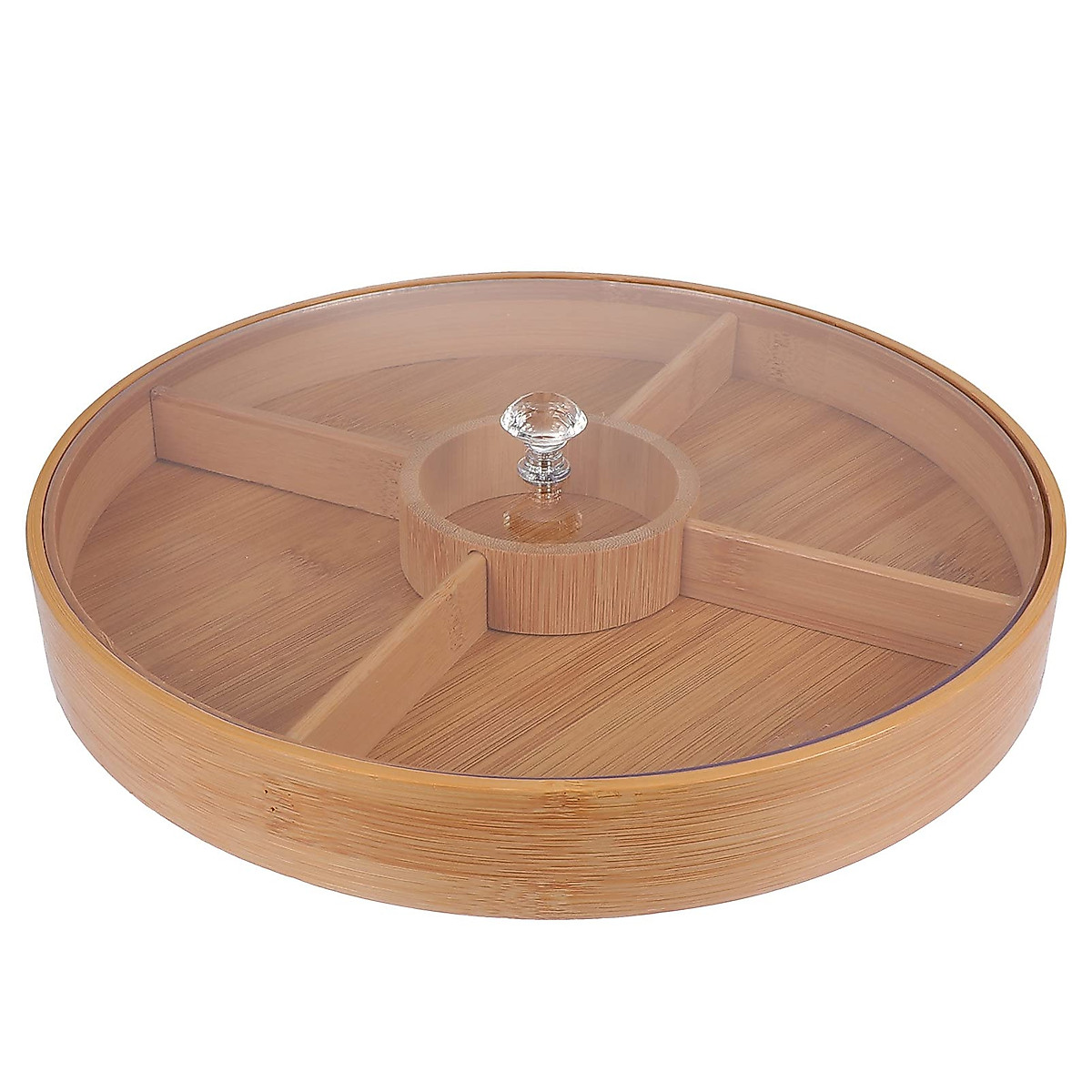 DOITOOL Veggie Tray Vegetable Tray Sectional Snack Serving Tray with Lid Wooden Compartment Nut and Candy Plates Dried Fruit Dishes Containers for Home Appetizer Serving Tray Appetizer Serving Tray