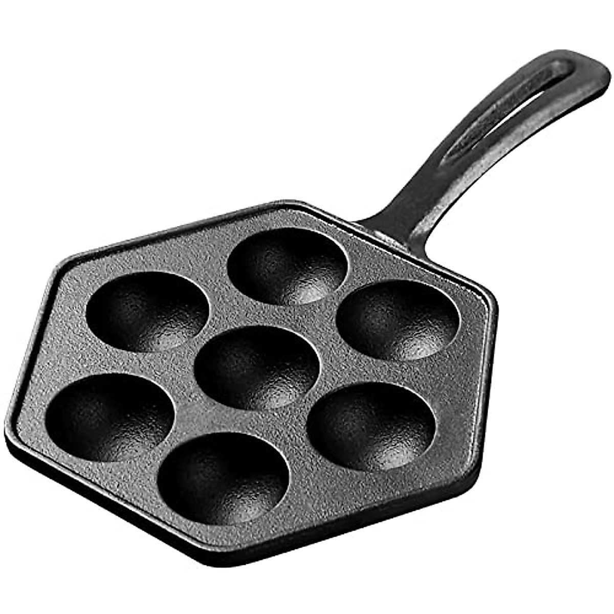 WUWEOT Nonstick Aebleskiver Pan, Cast Iron Takoyaki Griddle Stuffed Pancake Maker for Making Munk, Pancake Balls, Poffertjes, Puffs, Takoyaki, Banh Khot, Thai Kanom Krok (Dark Gray)