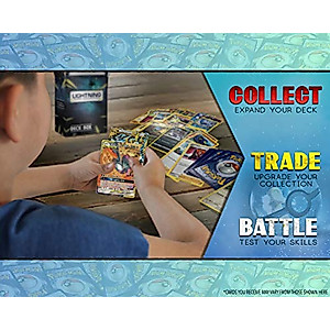 Lightning Card Collection Electric Collection - 50 Assorted Cards Plus 5 Rare Electric and 1 Electric Ultra-Rare Card with LCC Box Compatible with Pokemon Cards