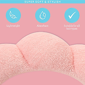 Bliss Women's Spa Headband - 2 Pack Microfiber Makeup Bubble Headband - Puffy Hair Band for Washing Face, Facials, Skincare, Shower, Size, Orange/Purple