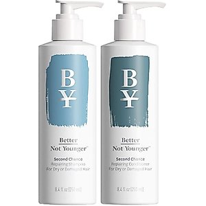 Better Not Younger Second Chance Repairing Shampoo and Conditioner Bundle, for Dry/Damaged Hair, 8 Oz.