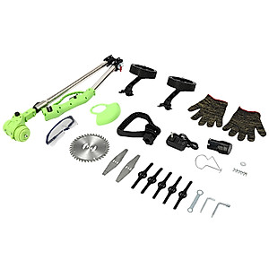 Cordless Grass Trimmer, String Trimmer Lawn Edger, Battery Powered Grass Trimmer Adjustable Height Weed Eater Tool for Lawn Care and Yard Work (1, Black, Green)