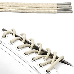 DELELE Round Cotton Waxed Shoelaces: 7/50 Inches Beige Dress Shoe Laces for Boot 2 Pair 35 inch