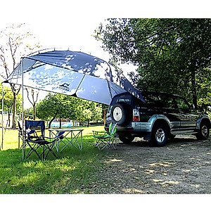 Versatility Camping Tent for Truck Bed,SUV RVing, Van,Trailer and Overlanding Portable Teardrop Awning Canopy Tear Resistant Tarp with 2 Sandbag