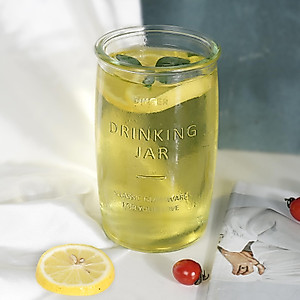 Dingerjar 20 OZ Glass Cup Set of 6, Elegance Modern Simplicity Drinking Glasses Tumblers for Cold Drinks, Cocktails, and Beverages.