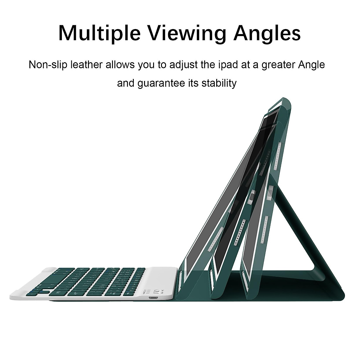 Divufus Keyboard Case for iPad 9th/8th/7th Generation 10.2 Inch [Magnetic Detachable Wireless Keyboard][Support 3 System] Flip Stand Case with Pencil Holder for iPad 10.2 2021/2020/2019, Dark Green