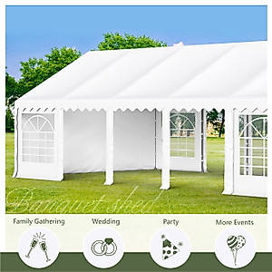 MFSTUDIO 16'x32' Party Tent, Outdoor Heavy Duty Party Tents with Removable Sidewalls, Large Canopy Tent Shelter for Outdoor Events Wedding Birthday, White
