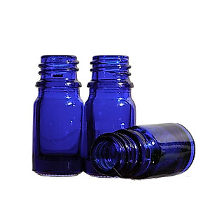 Constore 5ml Cobalt Blue Glass Bottle For Essential Oil Empty Refillable Vials with Euro Dropper Orifice Reducer Liquid Perfume Dispenser Lab Vials Black Coarse Grained Cap-15 Pack